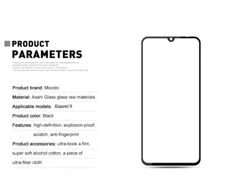 Xiaomi Mi 9 3D Glass Protector Full Glue Edge to Edge Tempered - Black