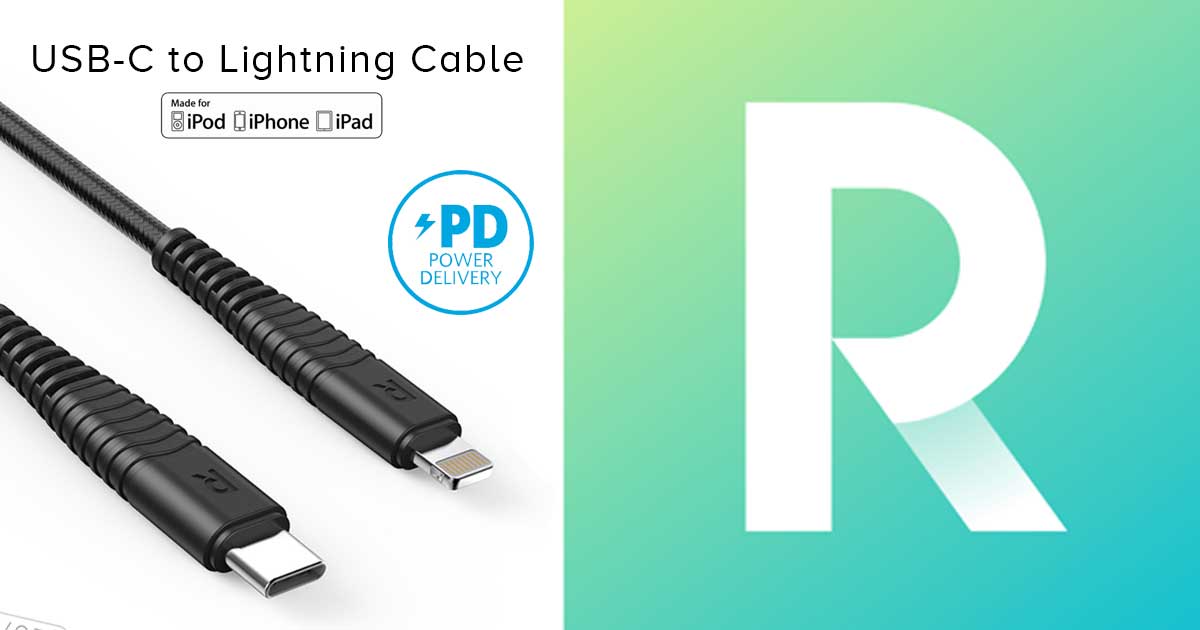 Type C to Lightning Cable MFi Certified by RavPower - 3 Feet - Black