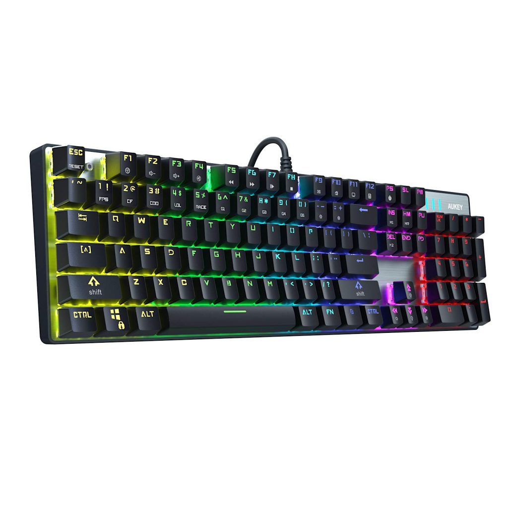 AUKEY Mechanical Keyboard Blue Switch, 104-Key RGB Backlit Gaming ...