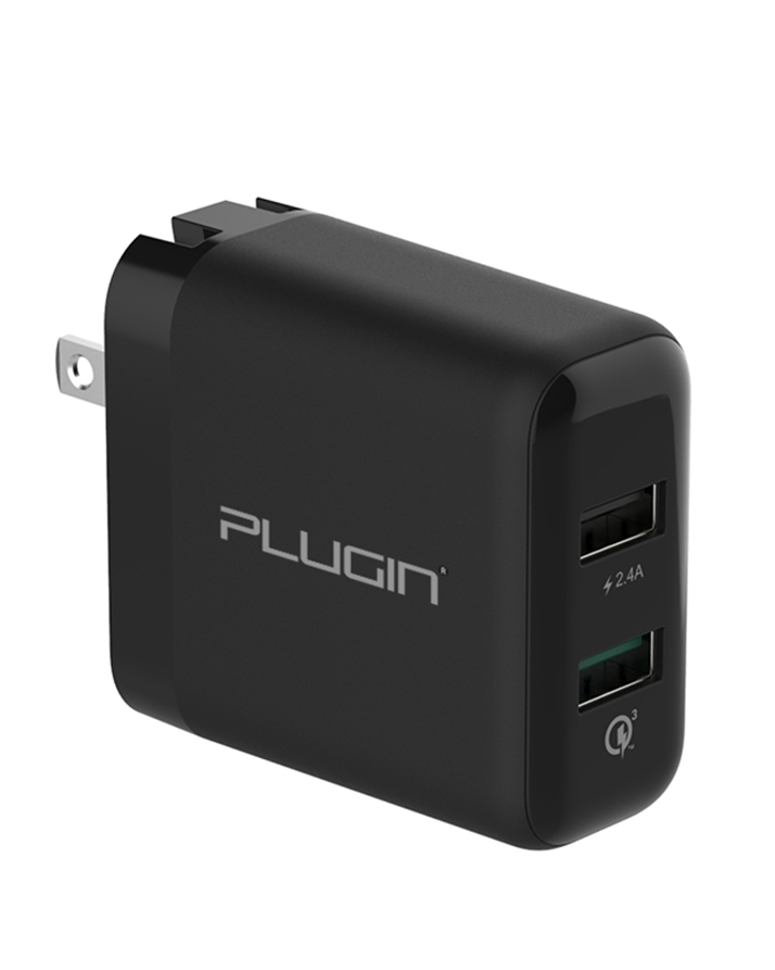 2 Port Fast Charger by Plugin - QC 3.0 Fast Charger & Smart IQ Charge