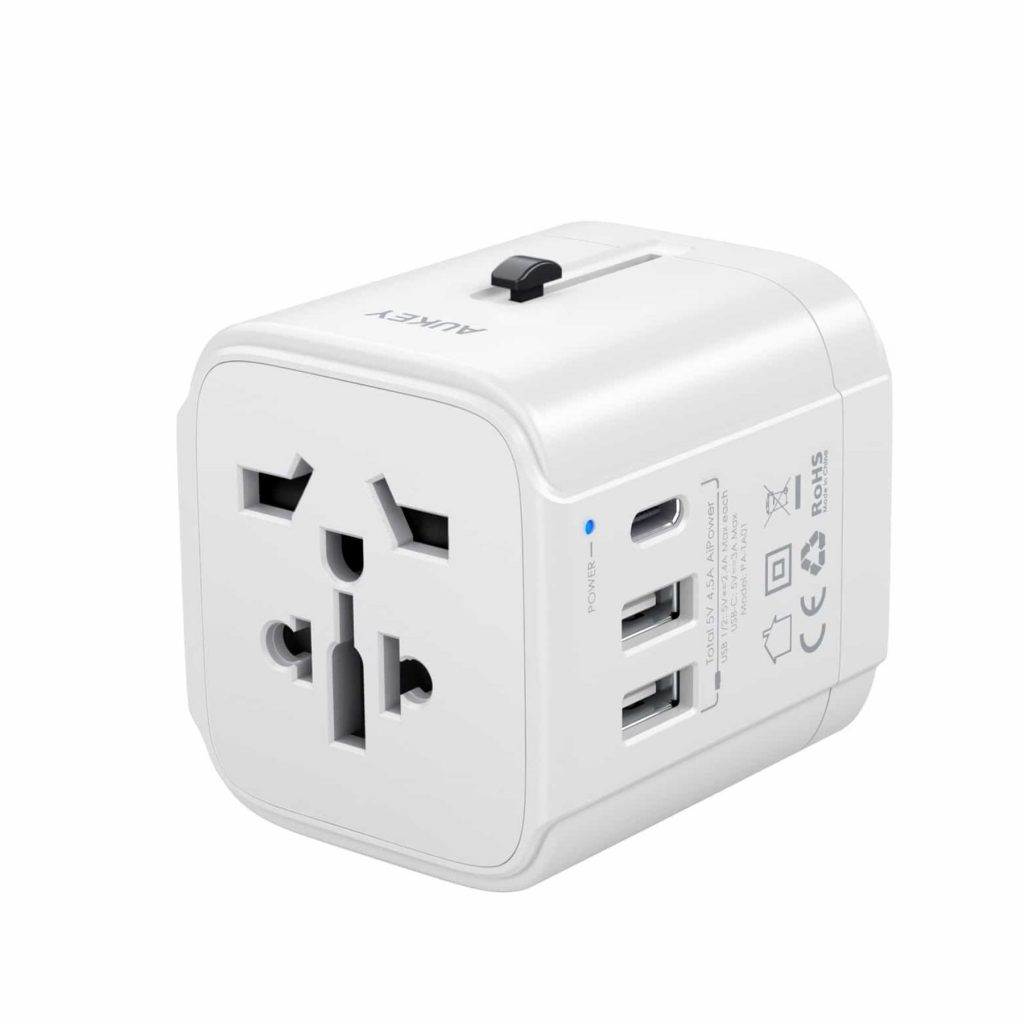 Aukey Travel Charger Adapter - White - PA-TA01 - Use in 150 Countries