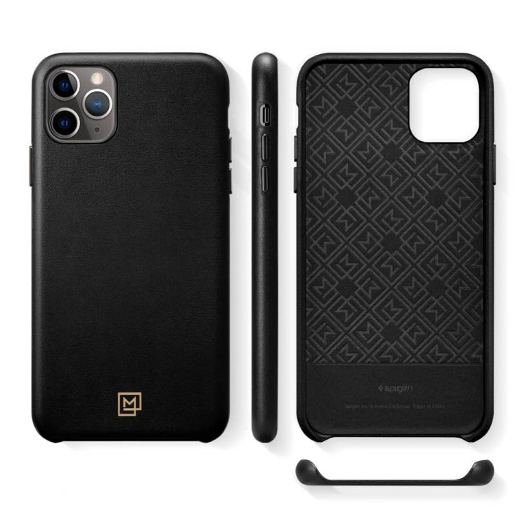 iPhone 11 Pro Max Leather Case by Spigen Chic Black Color