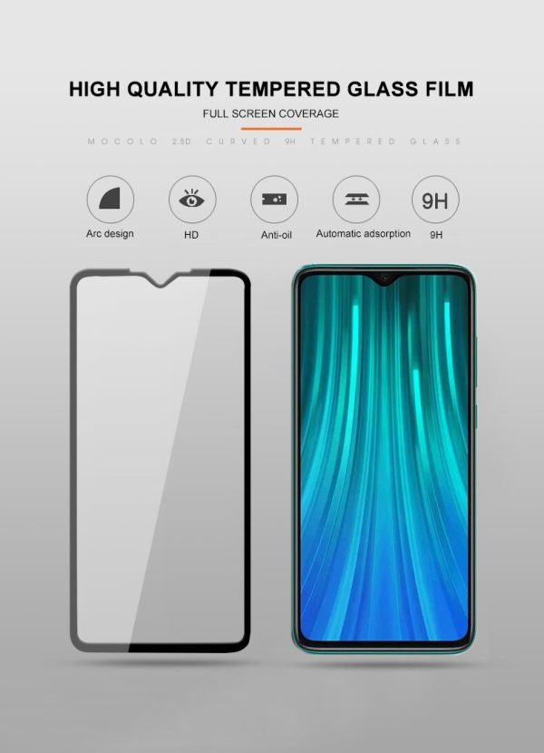 Redmi Note 8 Pro 3D Full Glue Edge to Edge Glass by Mocolo