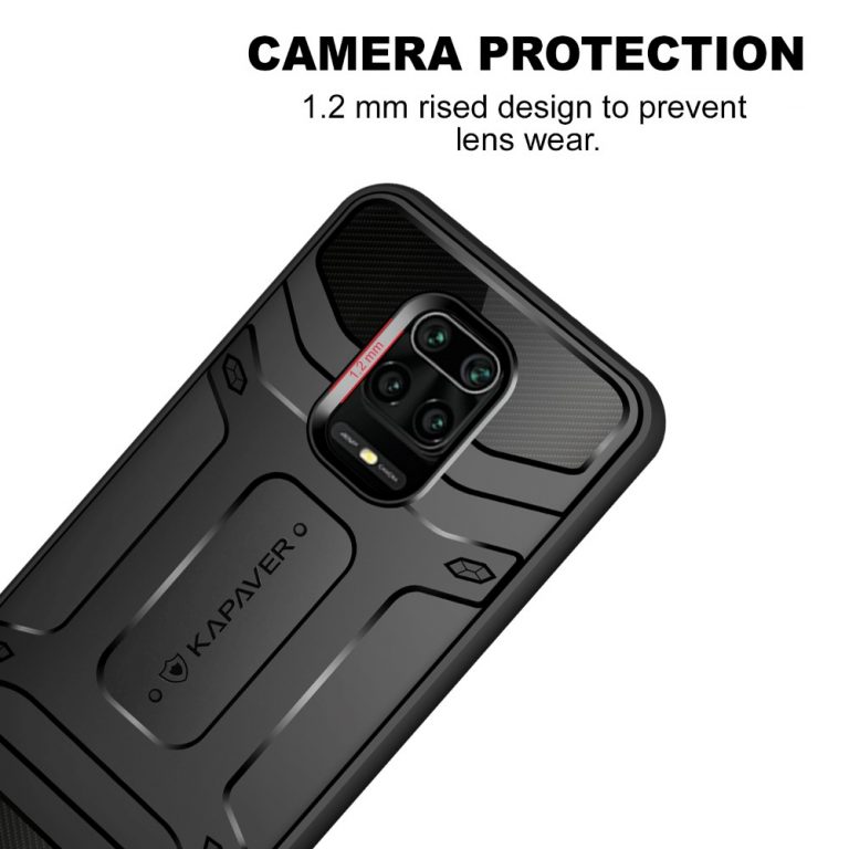 Redmi Note 9 Pro Rugged Case by Kapaver Black also for Redmi Note 9S