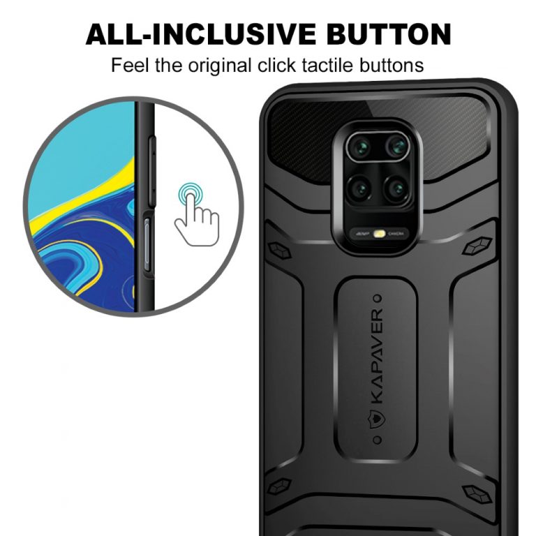 Redmi Note 9 Pro Rugged Case by Kapaver Black also for Redmi Note 9S