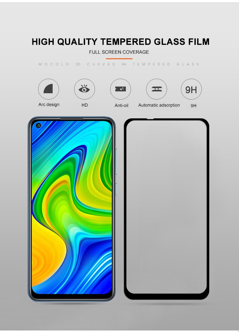 Redmi Note 9 3D Full Glue Edge to Edge Glass by Mocolo
