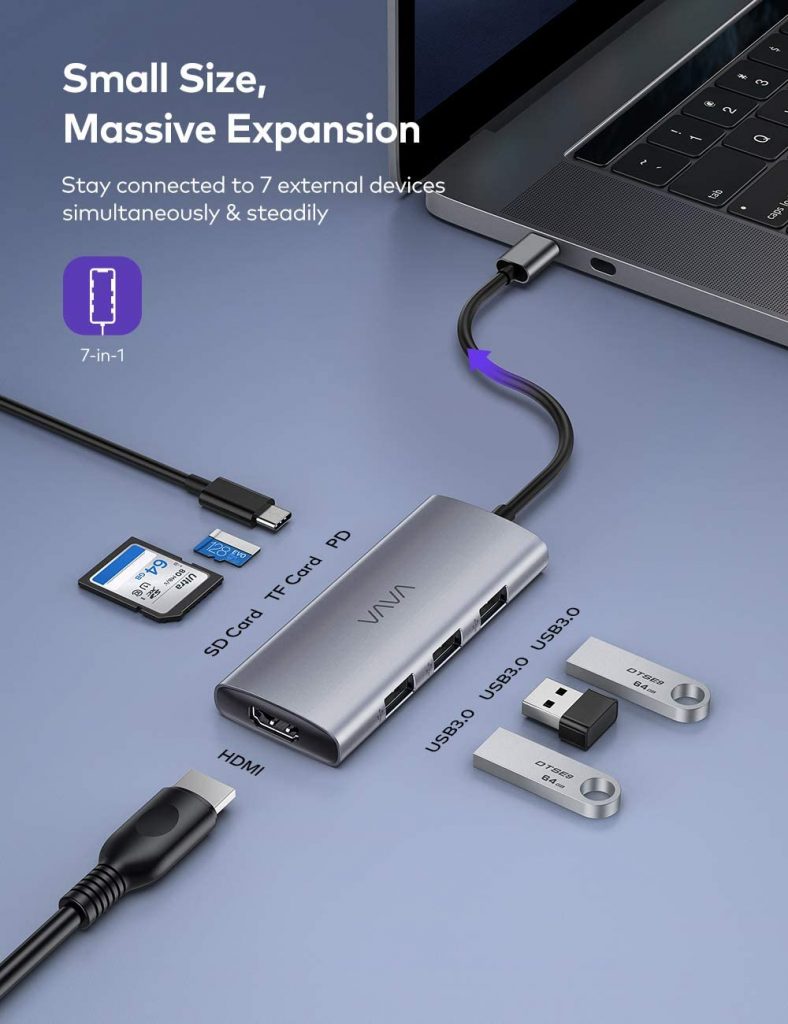 VAVA USB C Hub 7 in 1 USB Ports with 3.0 USB Ports, 4K Output & more