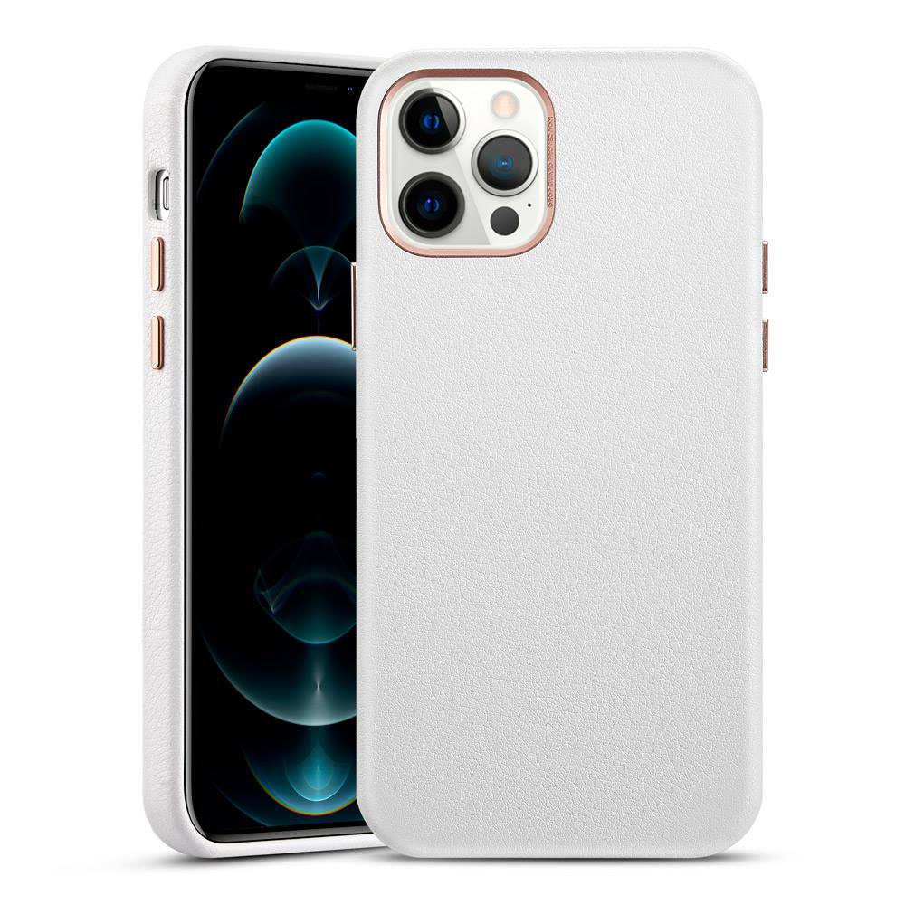 Apple iPhone 12 Pro Max Metro Premium Real Leather Case- White