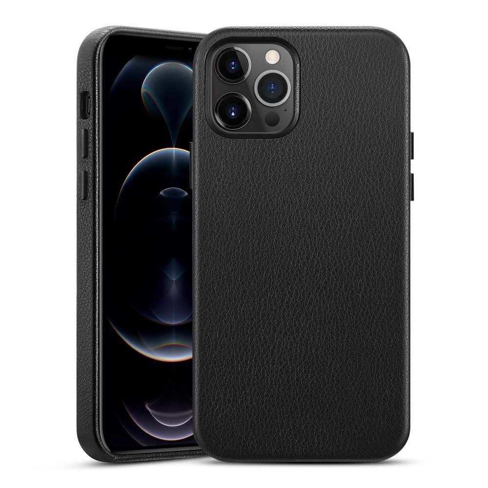 Apple iPhone 12 Pro Max Metro Premium Real Leather Case - Black