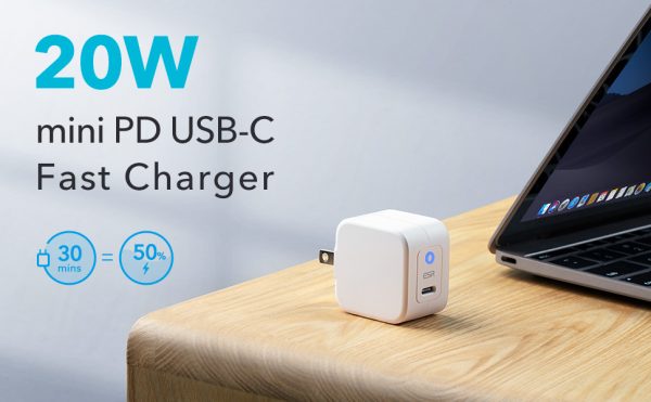 iPhone 12 20W Mini PD Charger by ESR - White - US Foldable Plug