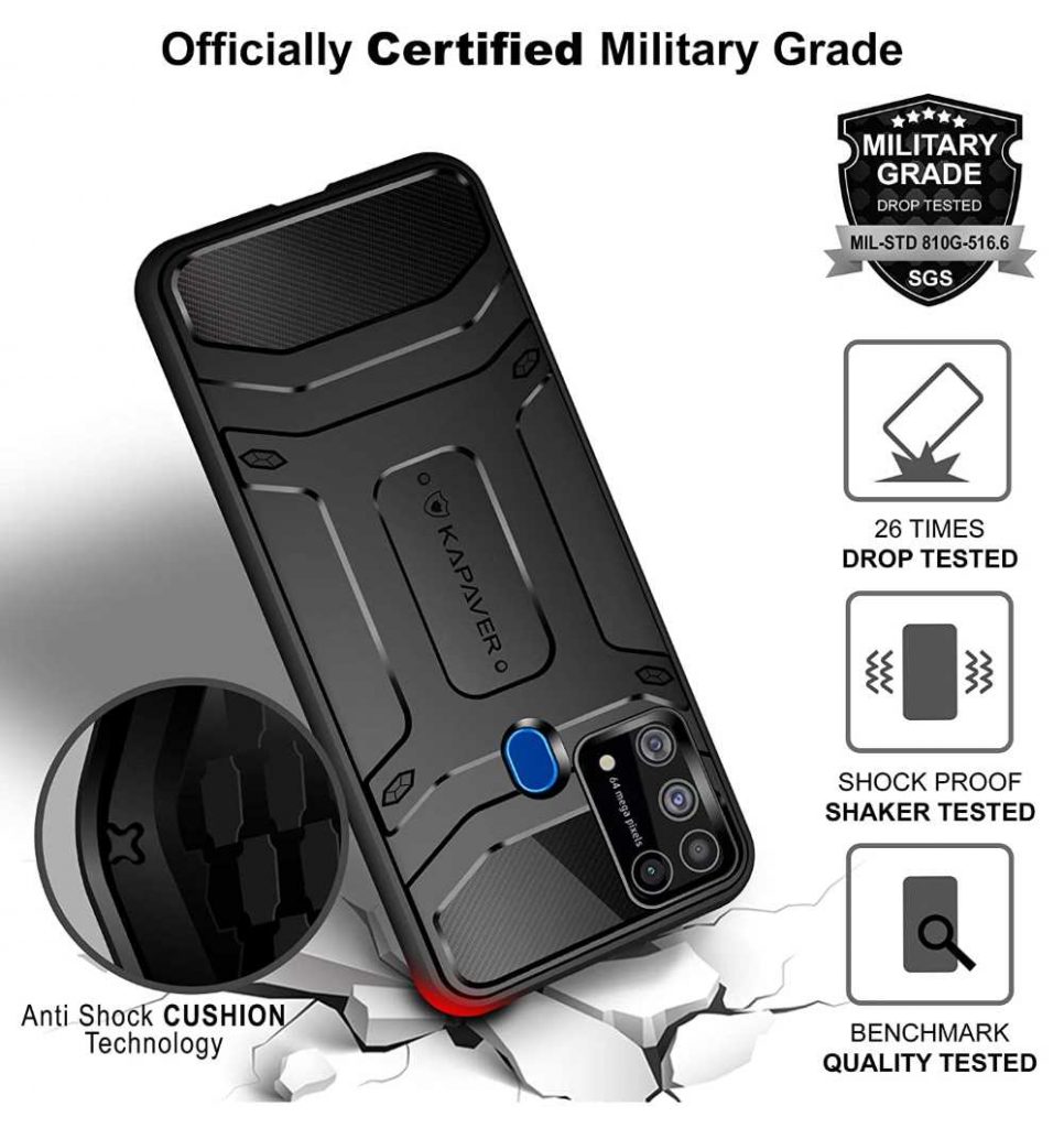 Galaxy M31 Rugged Case by KAPAVER - Black - 100% Original