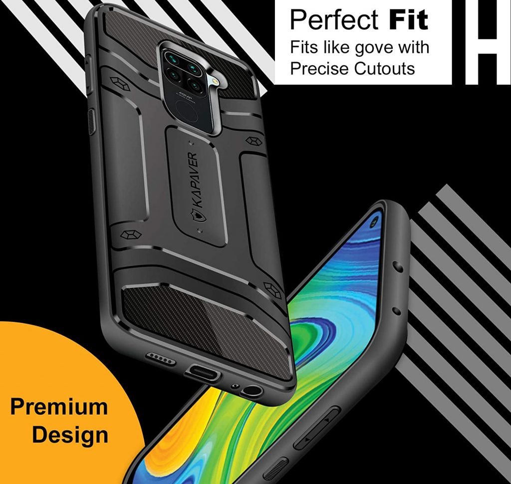 Redmi Note 9 Rugged Case by Kapaver Black - Original in Pakistan