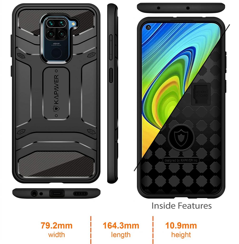 Redmi Note 9 Rugged Case by Kapaver Black - Original in Pakistan
