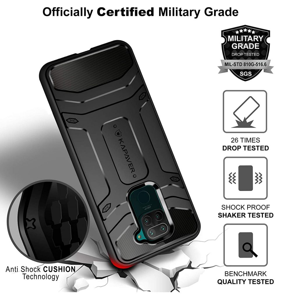 Redmi Note 9 Rugged Case by Kapaver Black - Original in Pakistan