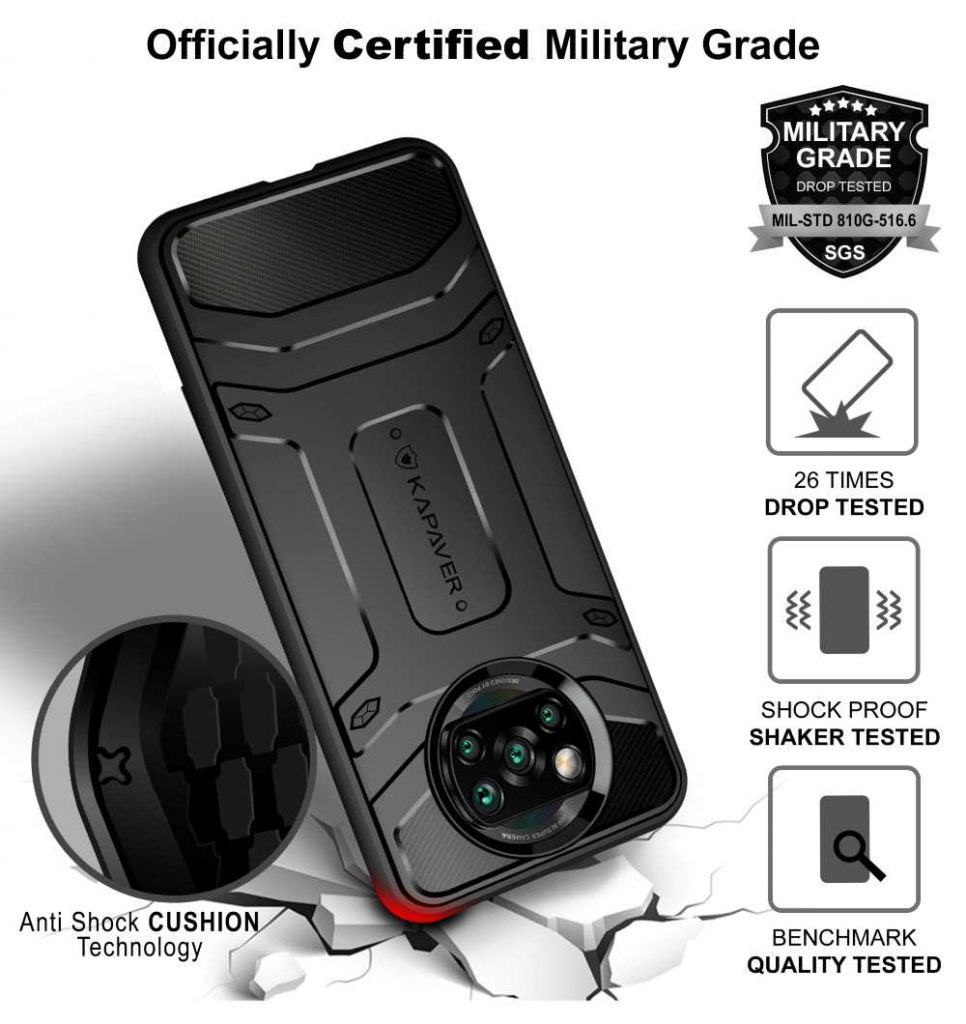 POCO X3 NFC / POCO X3 Pro Rugged Case by KAPAVER - Black - 100% Original