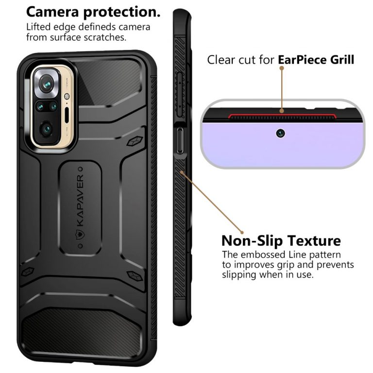Redmi Note 10 Pro Rugged Case by Kapaver Black - Original in Pakistan