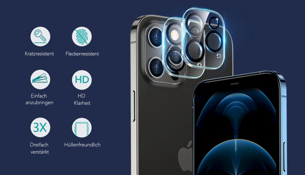 iPhone 12 Pro Max Camera Lens HD Protector 2 PACK by ESR Clear