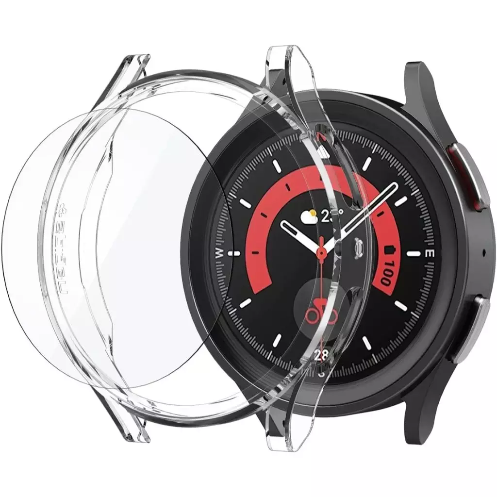 galaxy watch 5 pro thin fit case 45mm & Tempered Glass