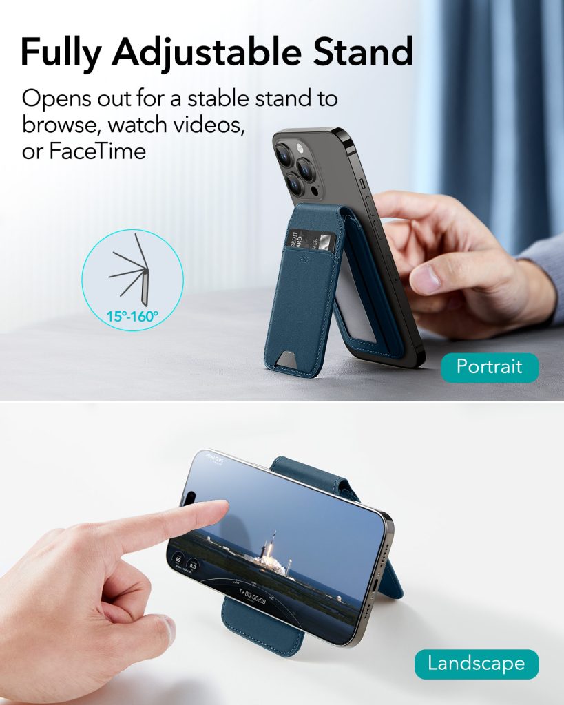 Magsafe Wallet & Stand by ESR Magsafe enabled by ESR - Blue Sheepskin