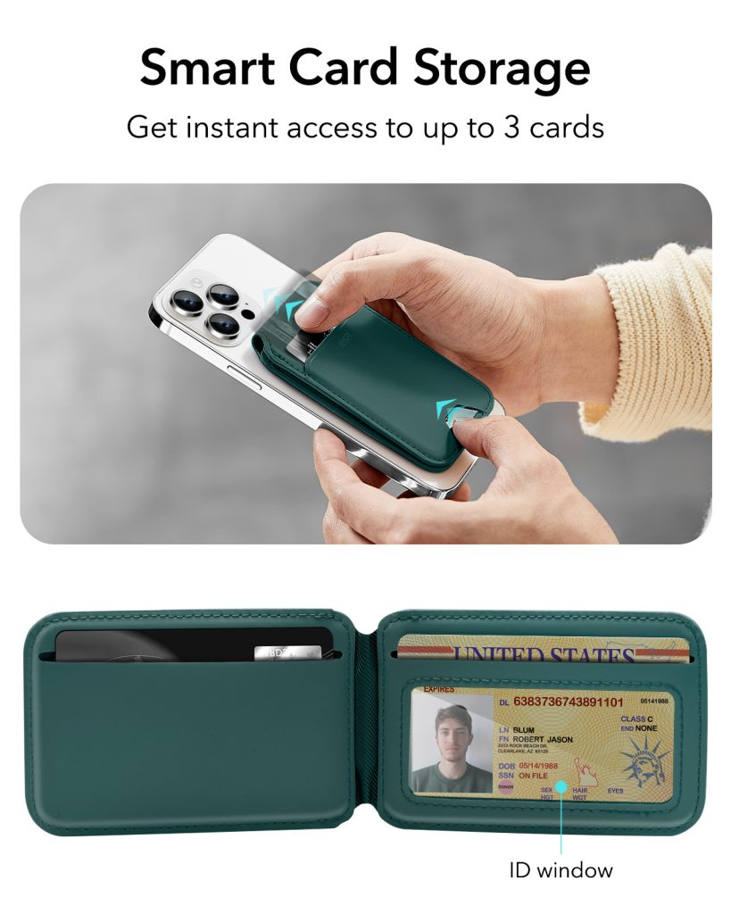 Magsafe Wallet & Stand by ESR Magsafe enabled by ESR - Green Suede