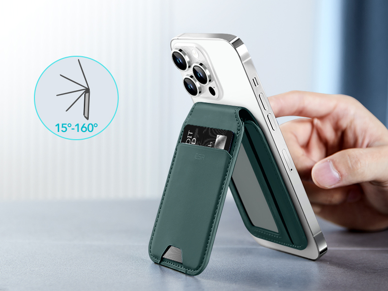 Buy ESR Magsafe Wallet & Stand made from Vegan Leather – Green Suede with Cheapest Price in ...