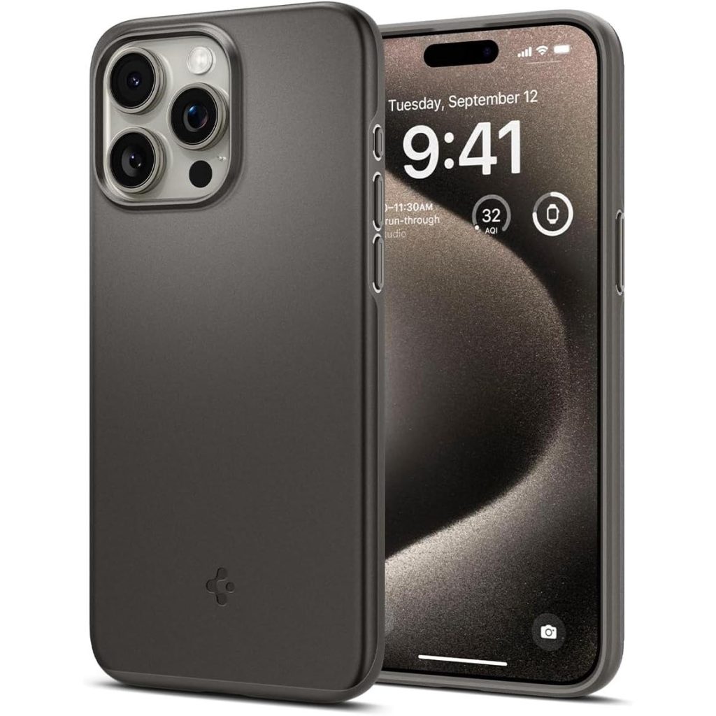 Apple iPhone 15 Pro Max Thin Fit Case by Spigen - Gunmetal