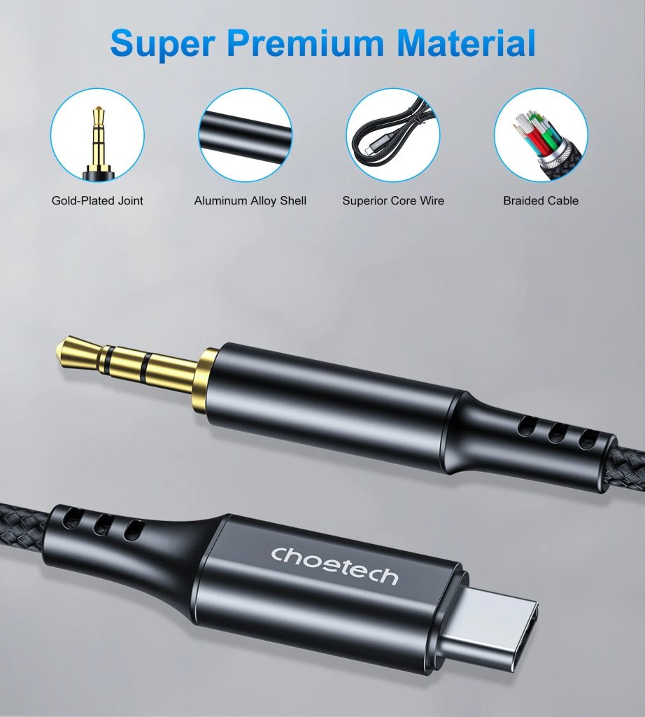 Choetech USB Type-C To 3.5mm 1m Audio Cable for Phones
