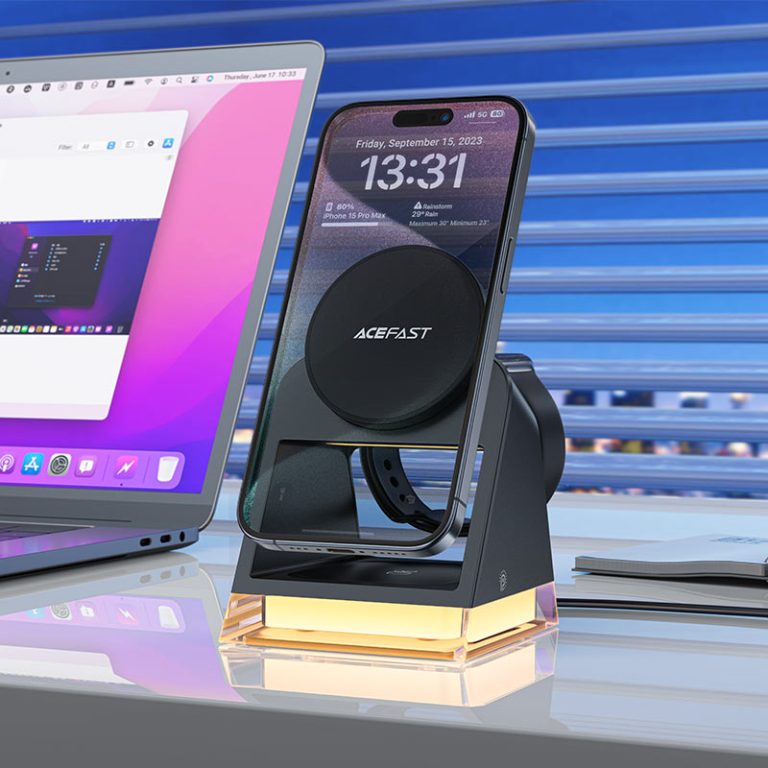 Acefast E17 desktop 3-in-1 wireless charging holder - Black