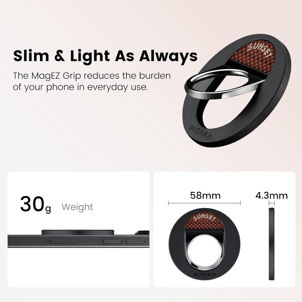 PITAKA MagEZ Grip 3 Compatible with MagSafe Ring for iPhone